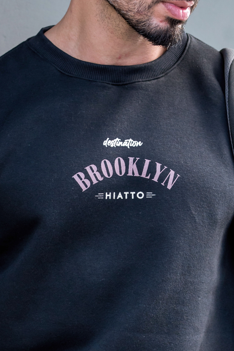 Blusa de Moletom Peluciado Masculino Brooklyn Preto Hiatto