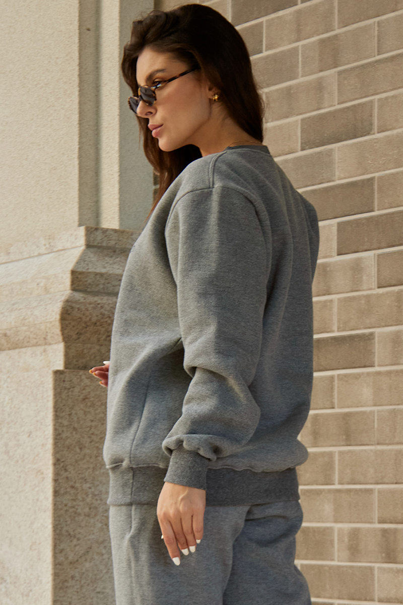 Blusa Oversized de Moletom Feminino Beverly Hills Mescla Grafite Hiatto